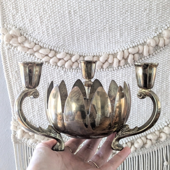 rogers | Accents | Vintage Fbr Italy Silver Lotus Flower Candle Holder ...